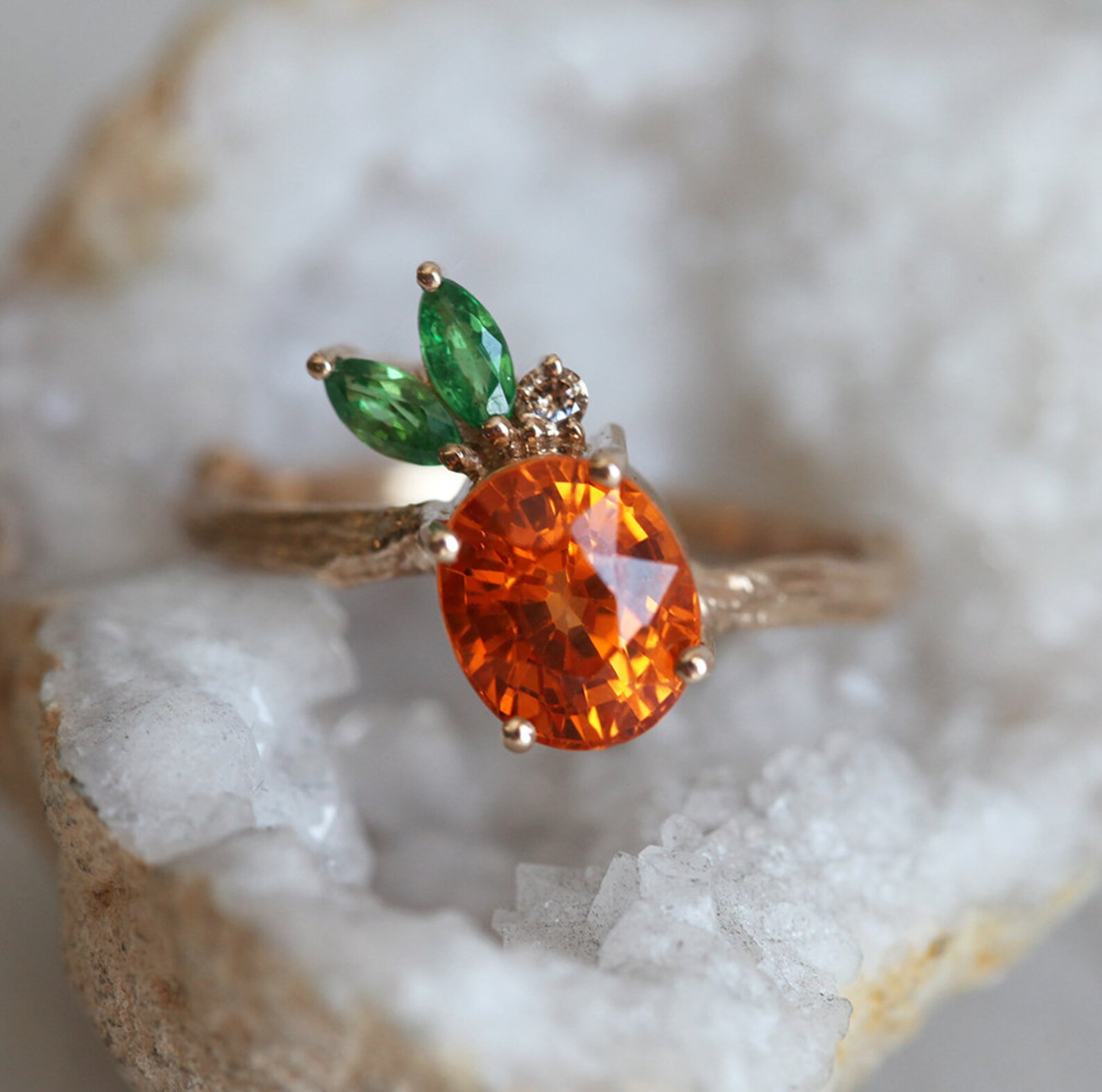 Mandarin Garnet Ring Pineapple Fruit Ring Orange Gemstone - Etsy