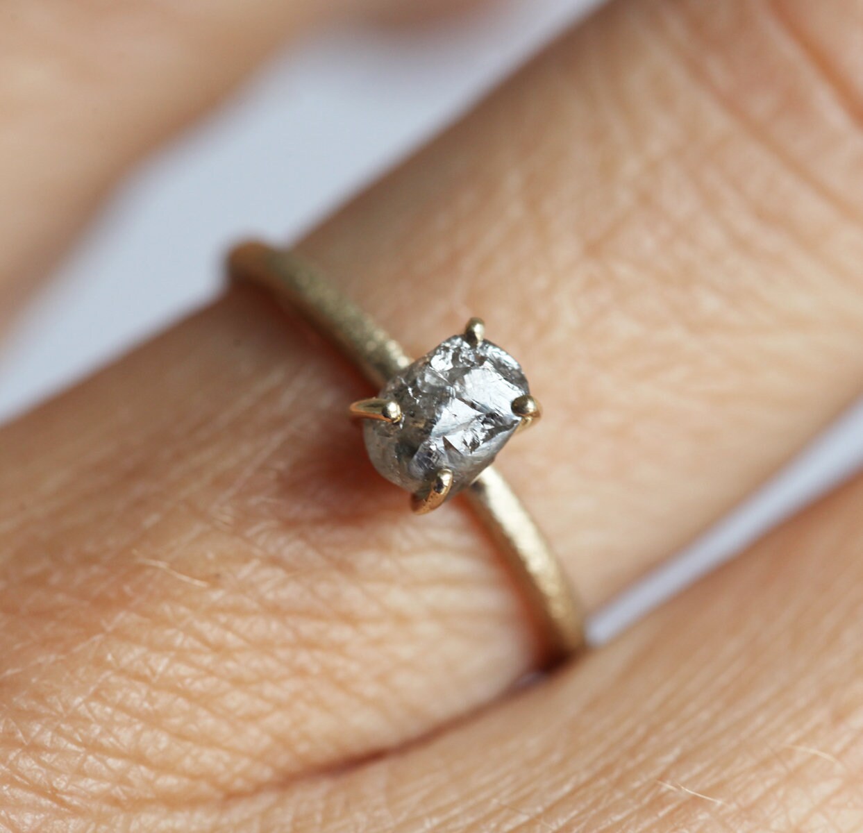 Small Raw Diamond Ring Uncut Diamond Engagement Ring Rough - Etsy UK