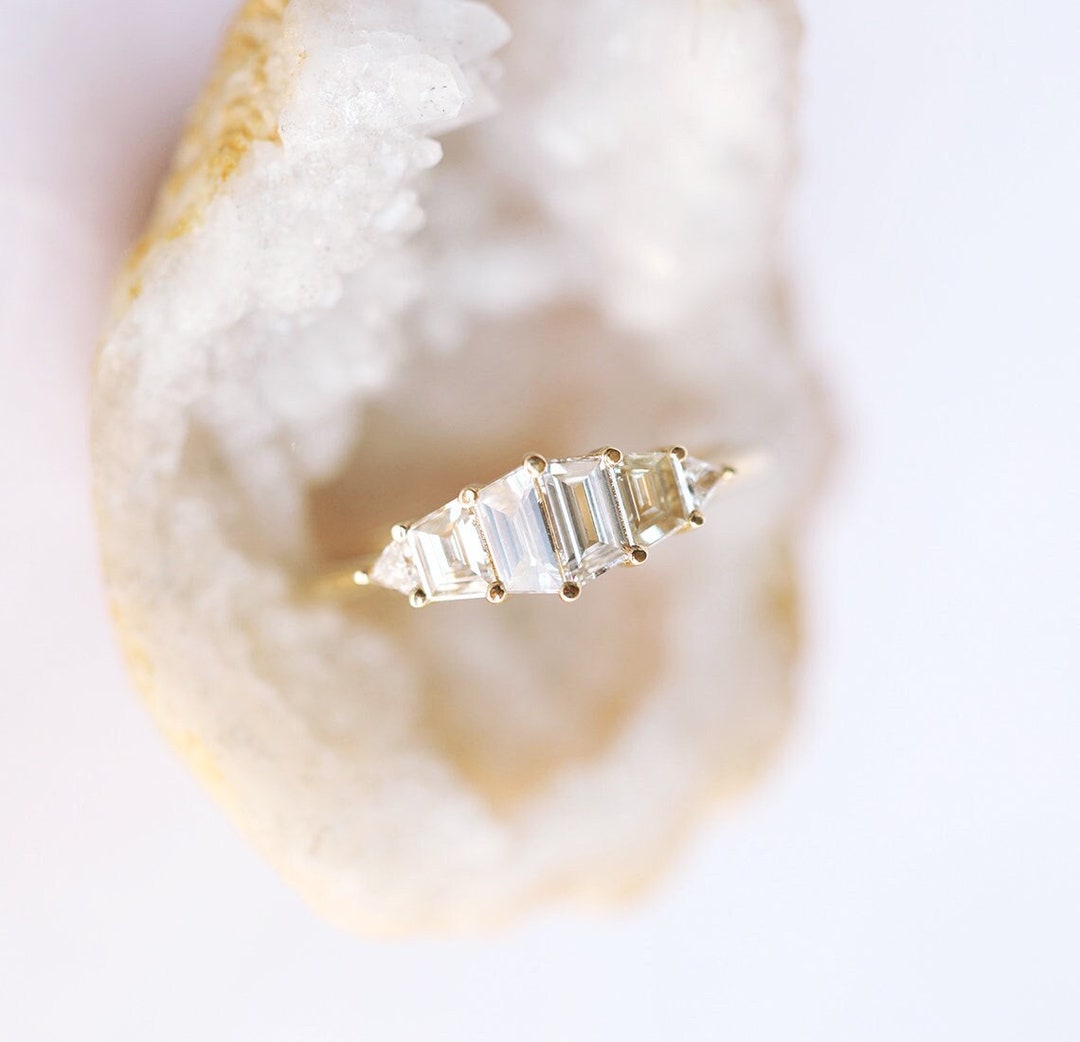 Trapeze Diamond Engagement Ring - Etsy