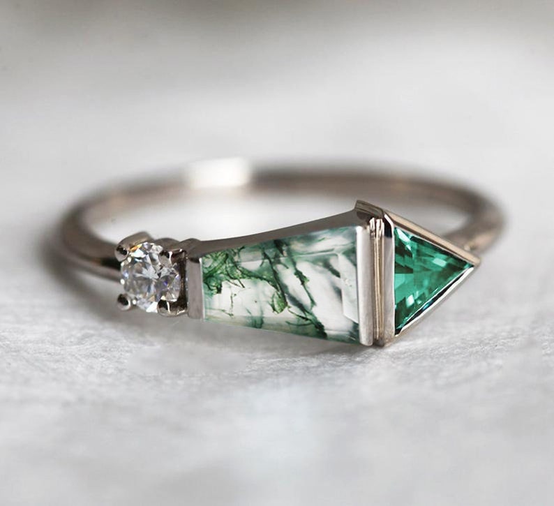 Aquamarine Engagement Ring Alexandrite Cluster Unique | Etsy