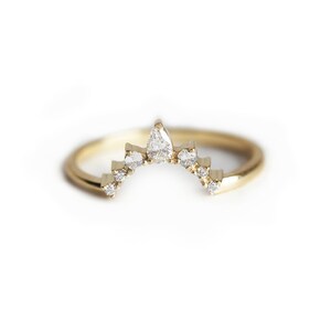 Diamond Nesting Band in 14k Solid Gold With Prong Set Round & Pear ...