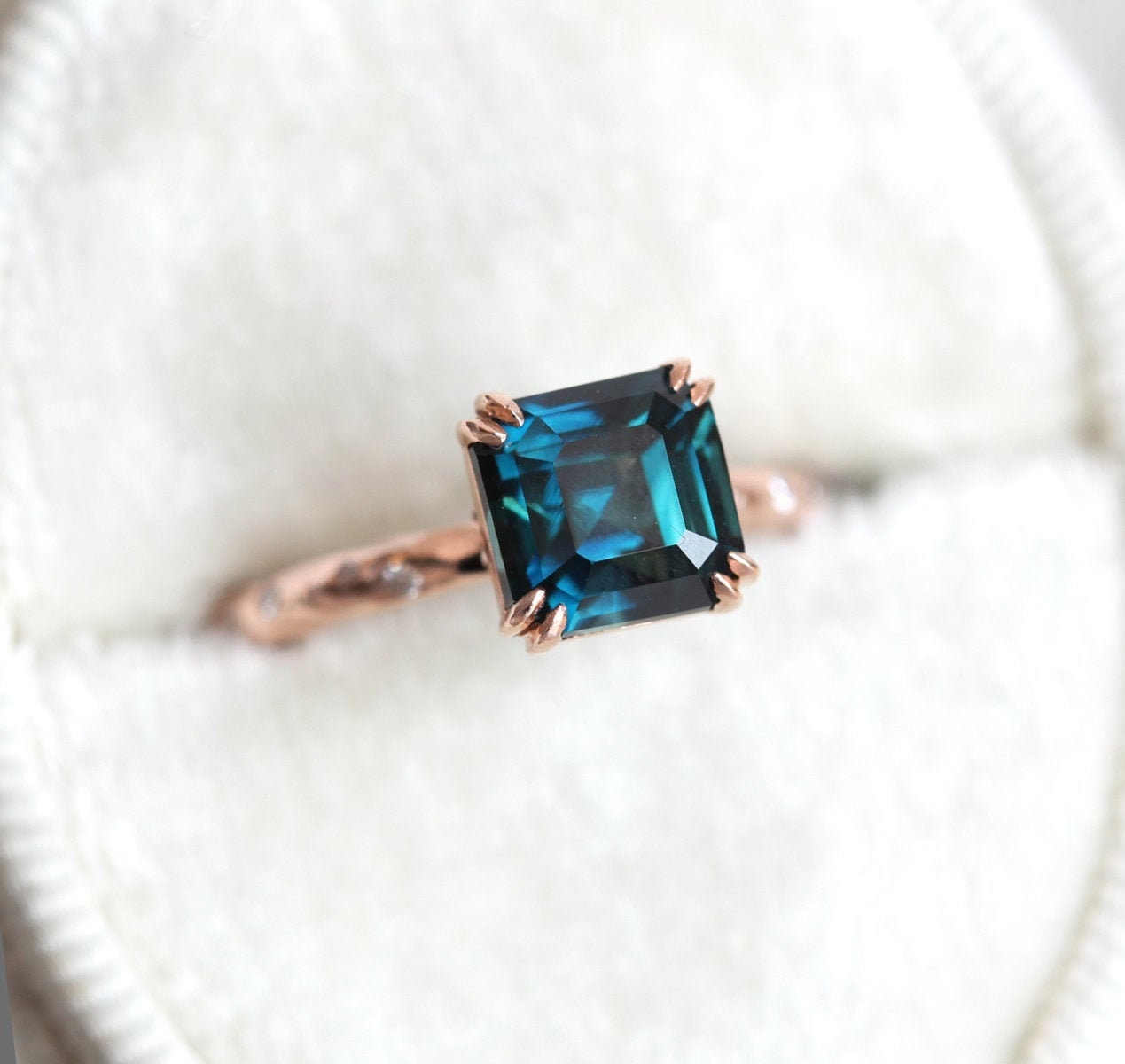 Blue Green Radiant Sapphire Engagement Ring Bi Color Sapphire | Etsy