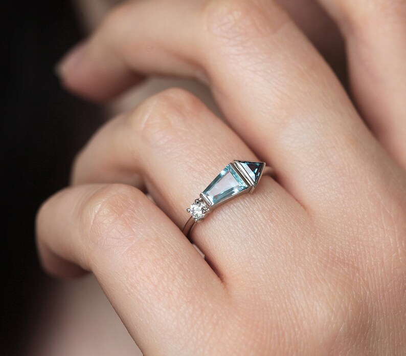 Aquamarine Engagement Ring Alexandrite Cluster Unique - Etsy