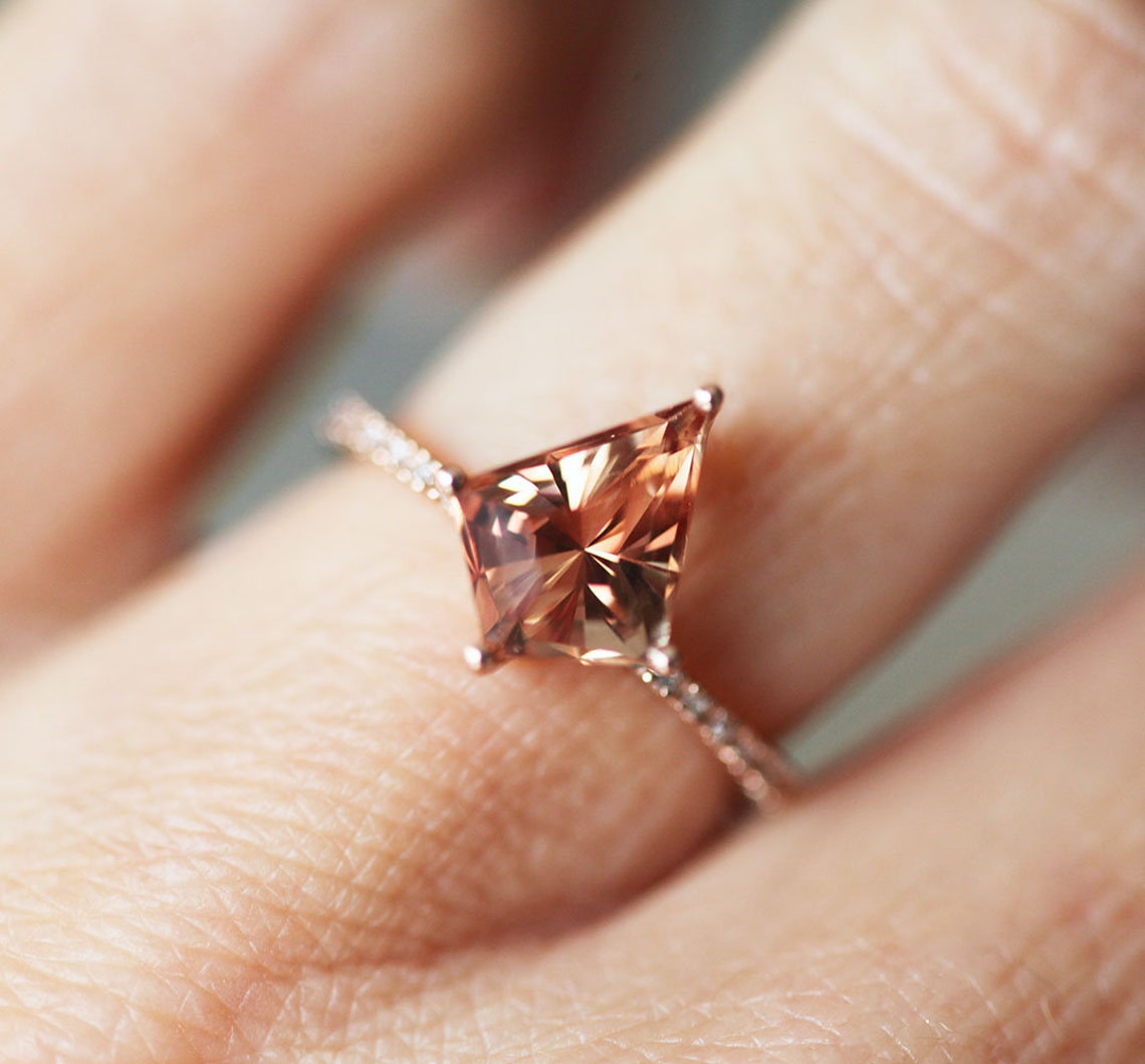 Kite Sunstone Ring Oregon Sunstone Ring Geometric Engagement - Etsy