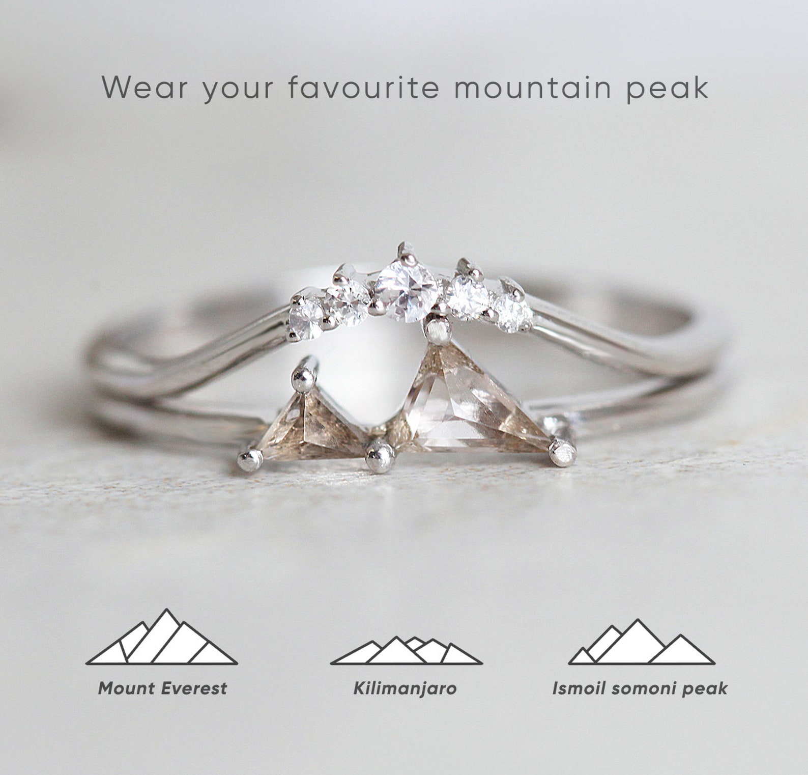 Gemstone Mountain Ring Mountain Ring Gold Custom Mountain - Etsy