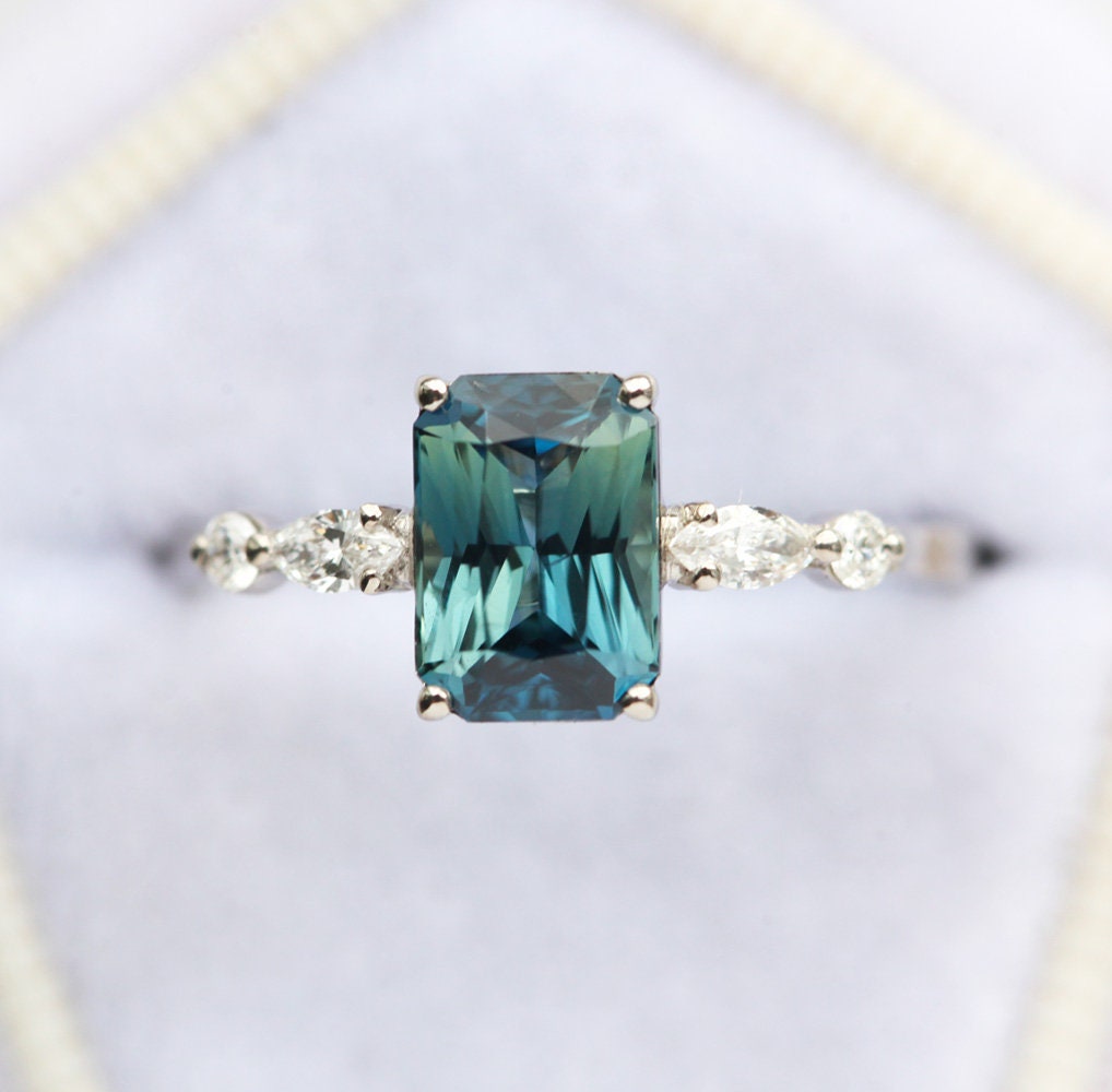 Peacock Sapphire Engagement Ring