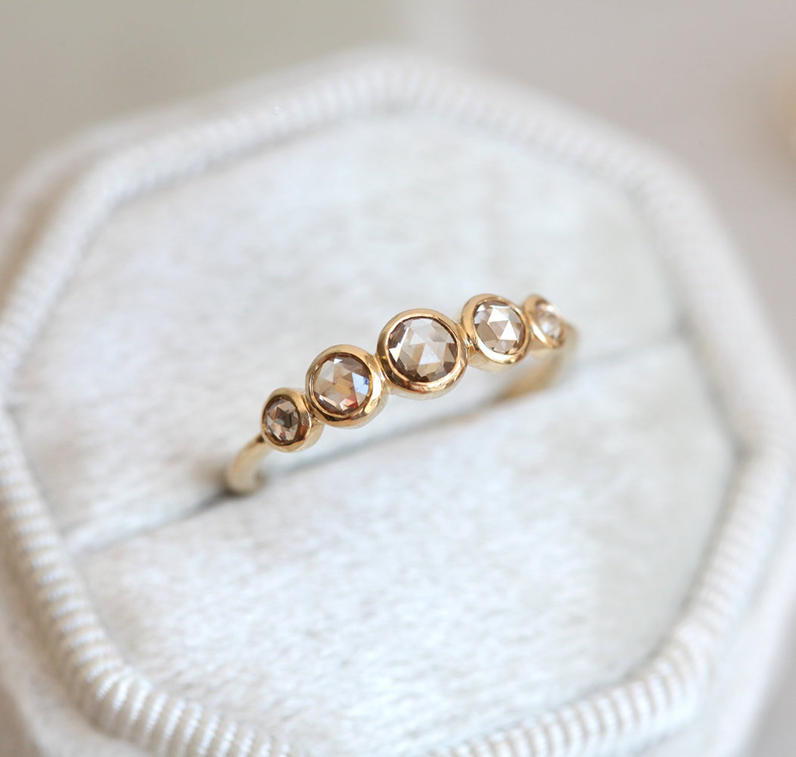 Champagne Diamond Ring Champagne Diamond Band Five Diamond | Etsy