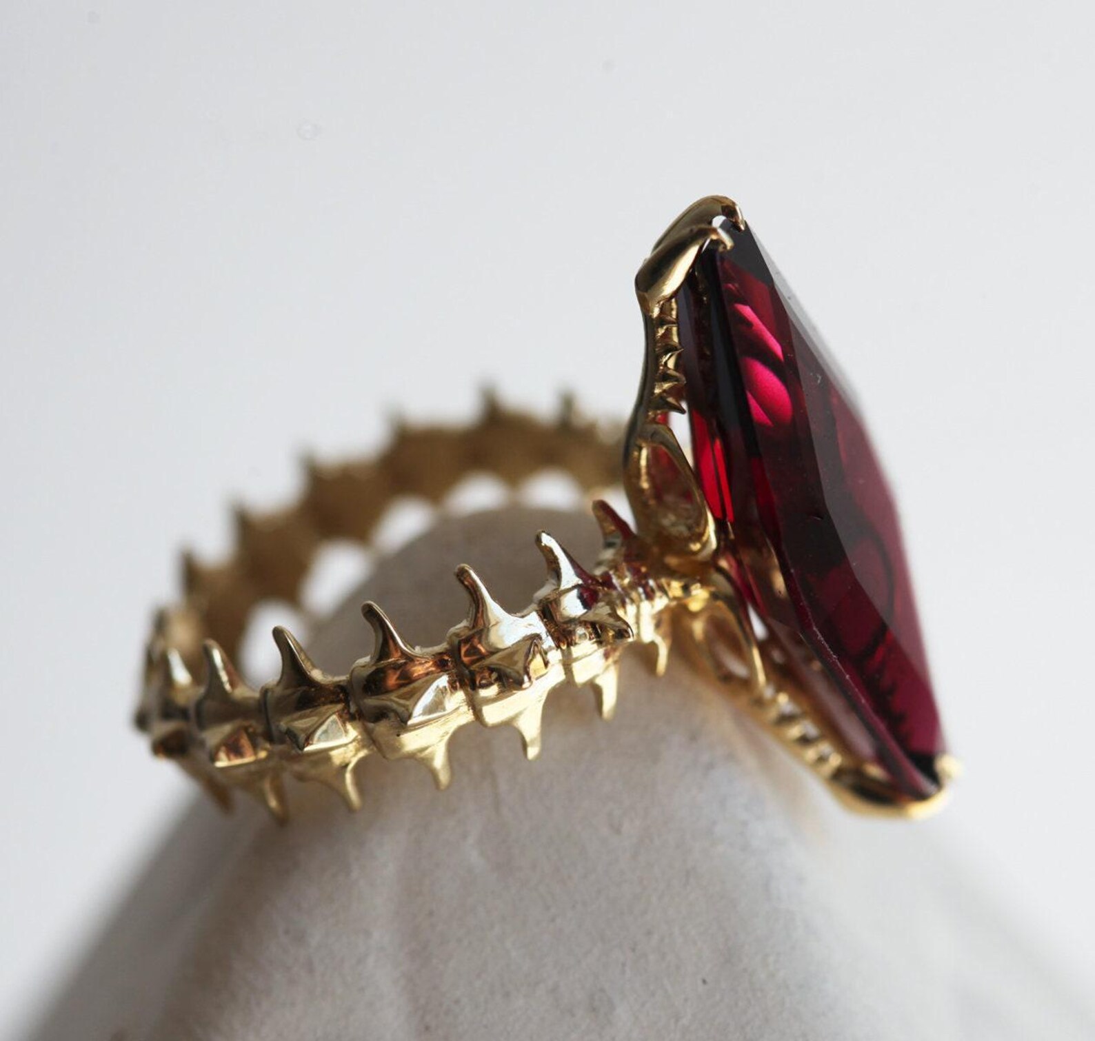 Red Garnet Snake Ring, Skeleton Ring, Unique Garnet Ring in 14k or 18k ...