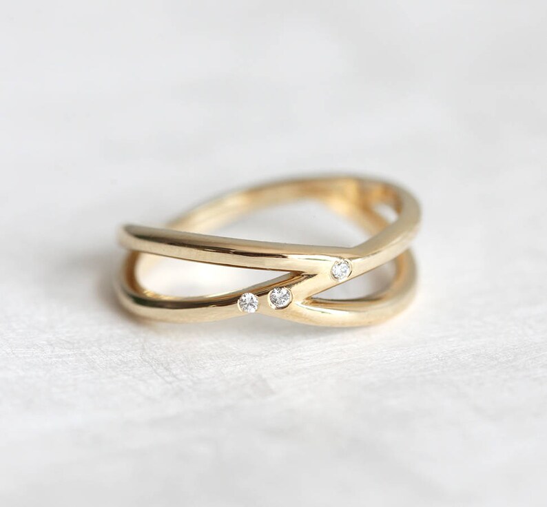 14k Gold Promise Ring Unique Diamond Wedding Ring Gold Knot | Etsy