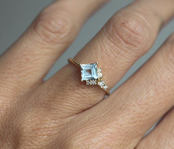 Princess Cut Aquamarine Ring