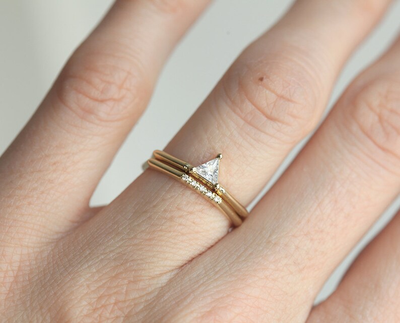 Triangle Engagement Ring for Alternative Wedding Trillion - Etsy