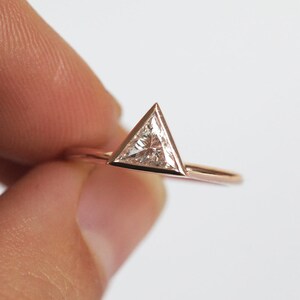 Triangle Diamond Ring, Triangle Engagement Ring in Rose Gold - Etsy