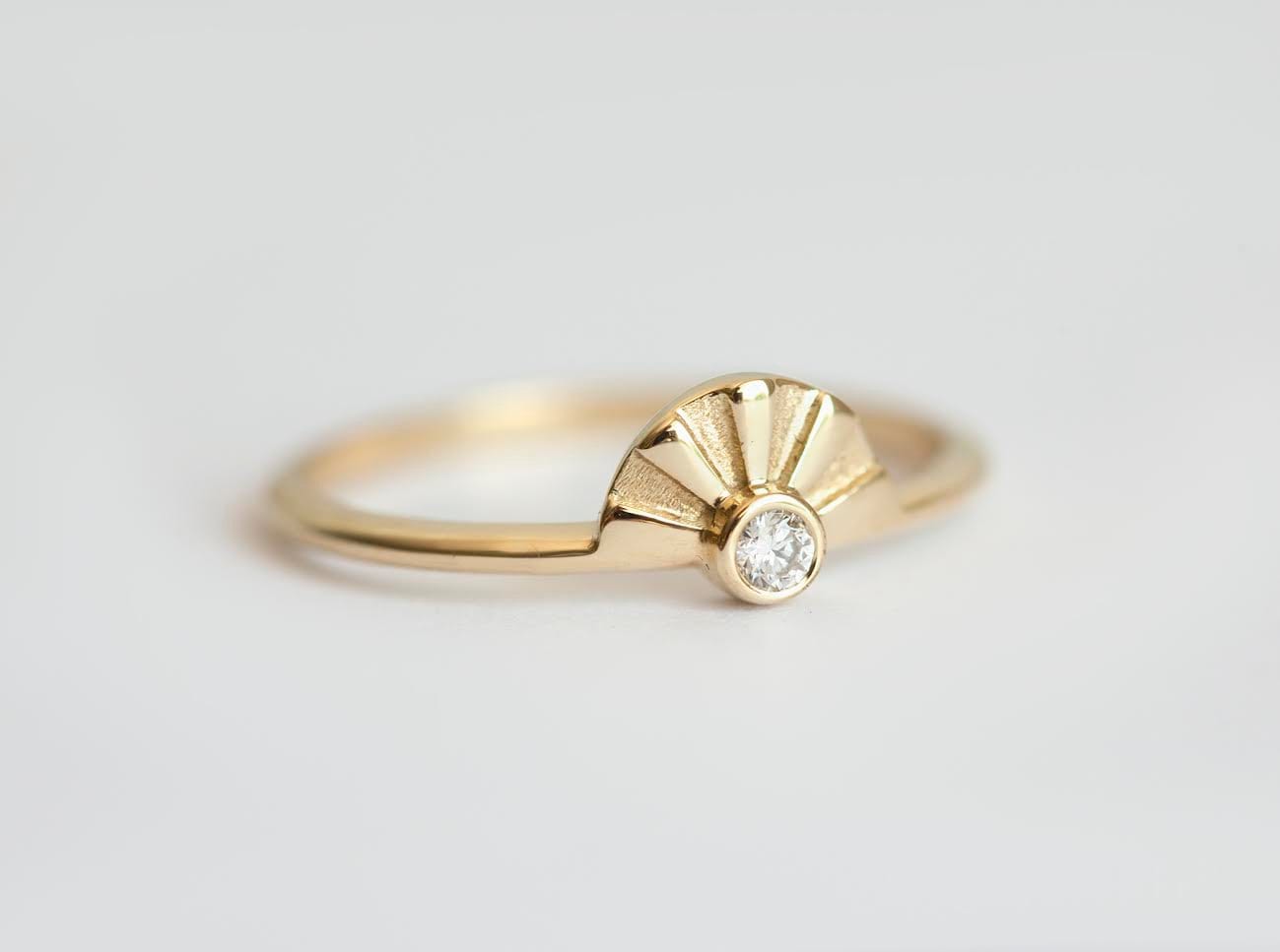 Gold Sun Ray Ring Unique Diamond Sun Ring Bohemian | Etsy