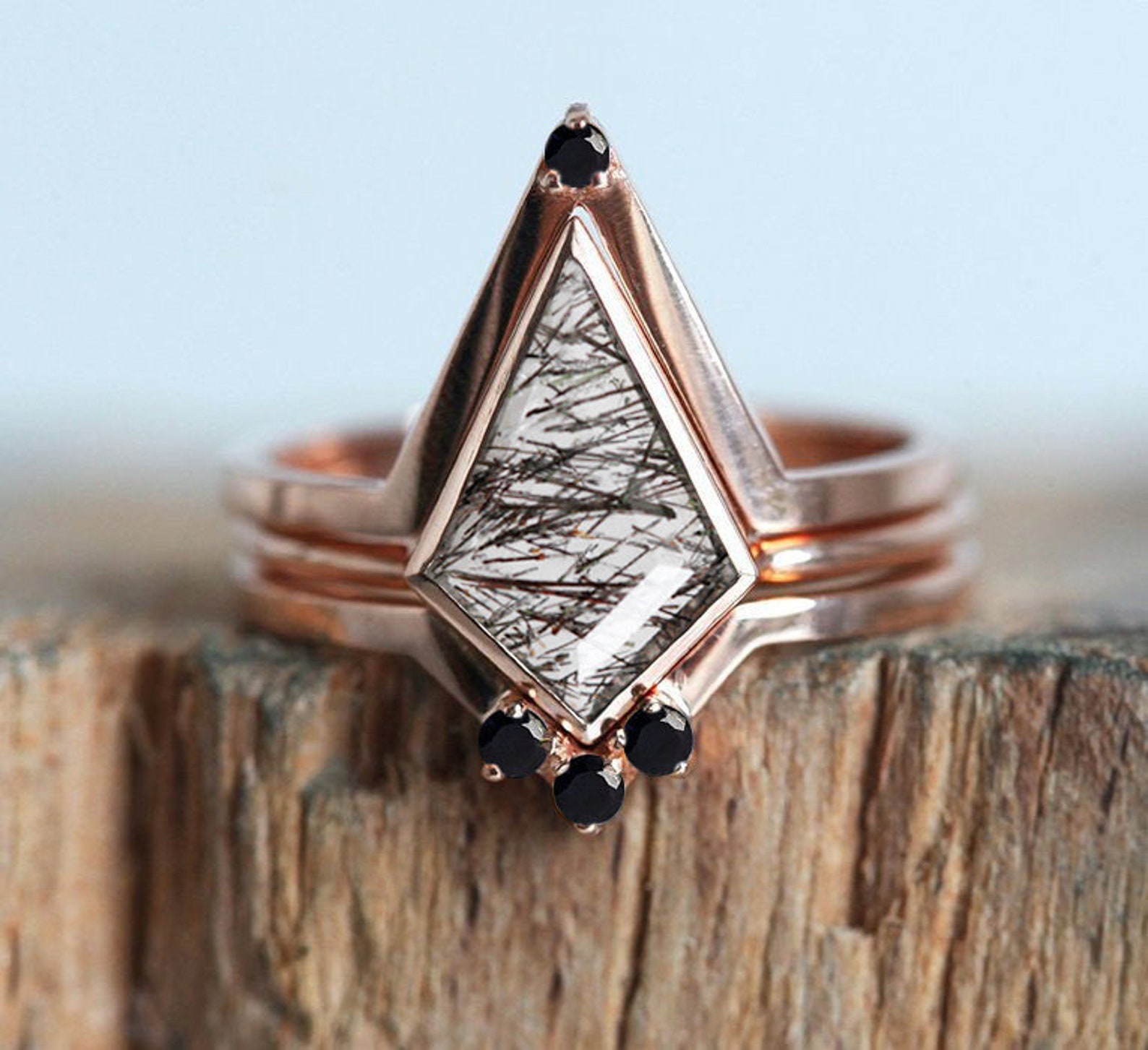 Kite Ring Rutilated Quartz Ring Kite Shaped Engagement Ring - Etsy