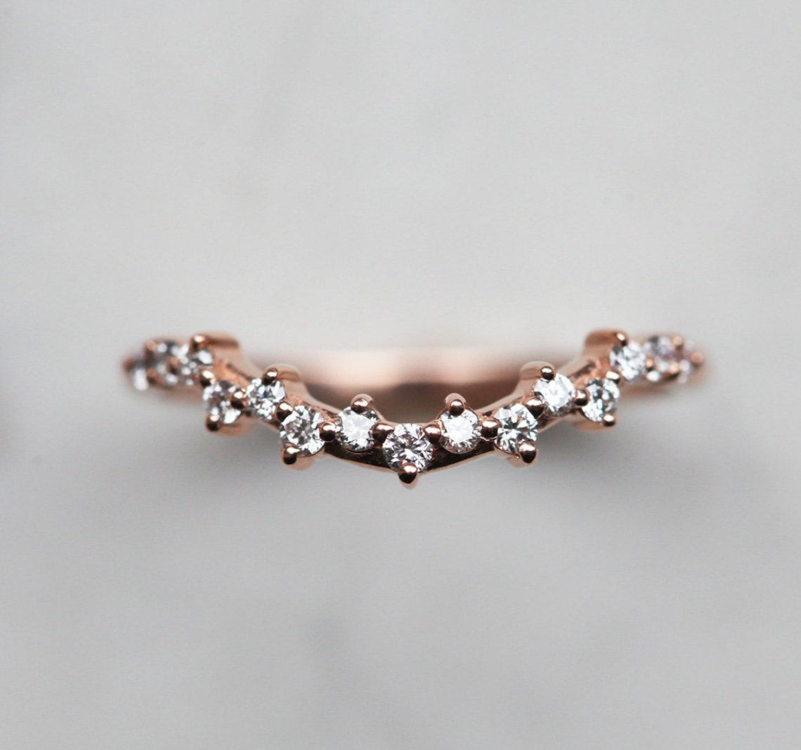 Cluster Diamond Ring Cluster Diamond Wedding Band With Blue - Etsy