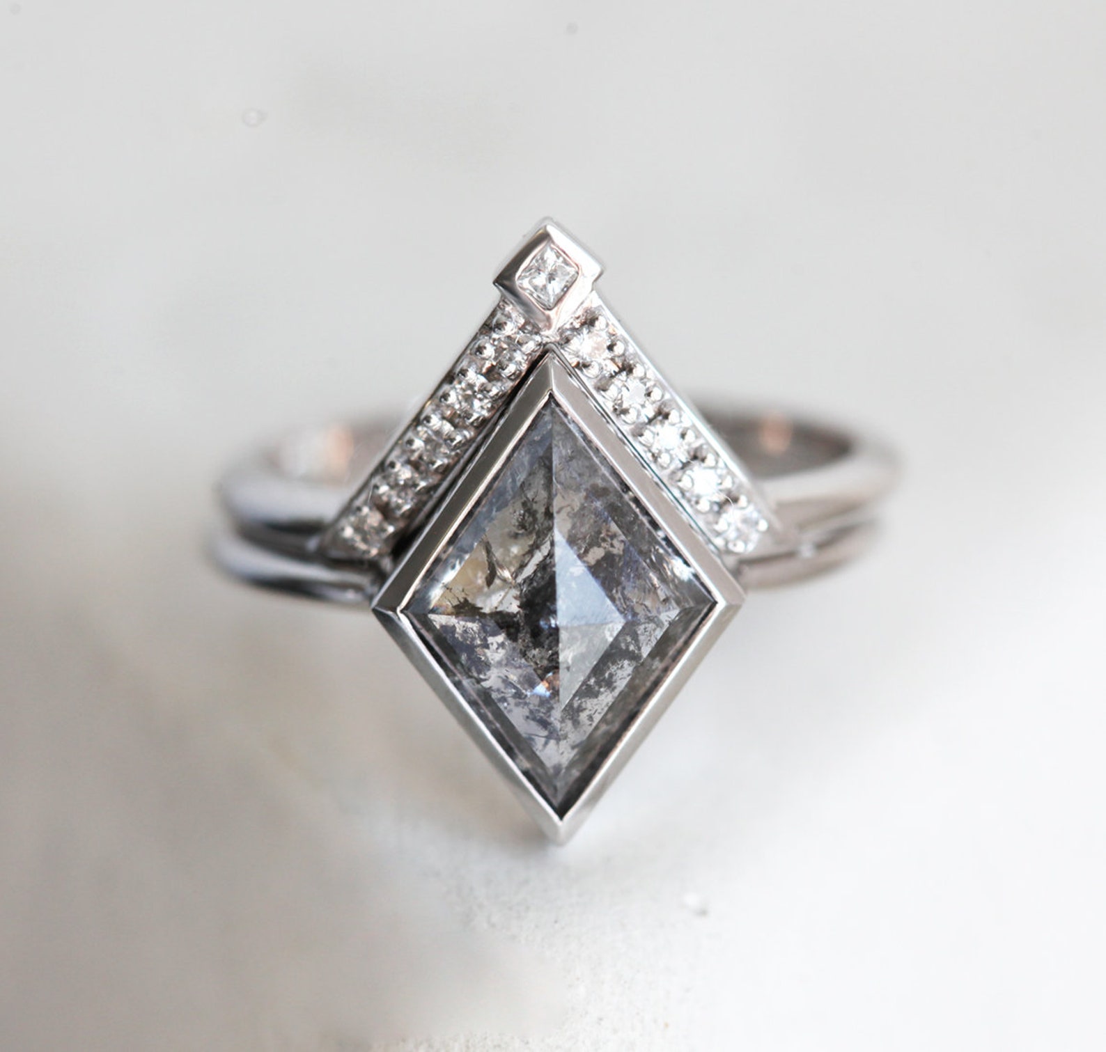Salt and Pepper Kite Diamond Set Natural Diamond Engagement - Etsy