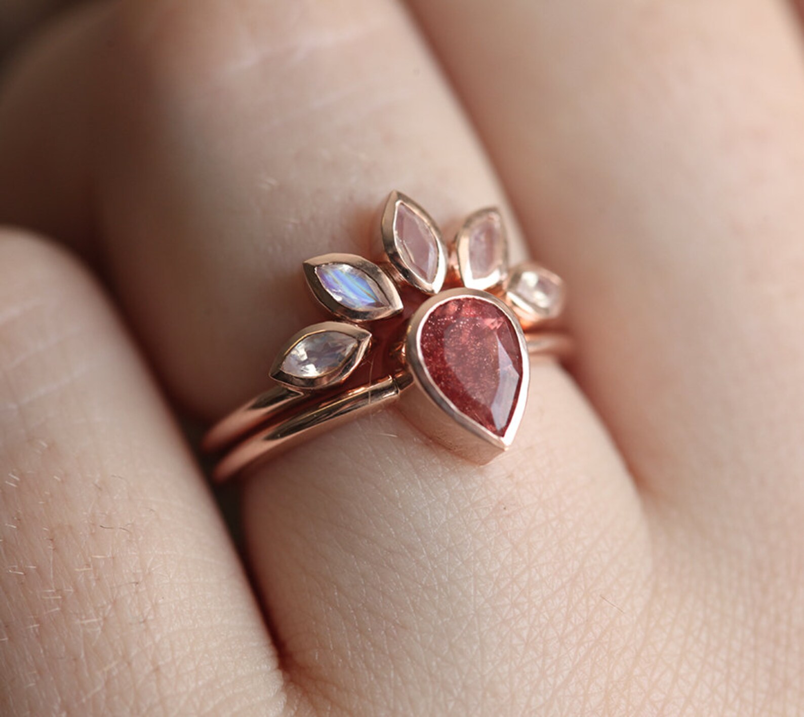 Sunstone Ring Set Oregon Sunstone Engagement Ring Moonstone | Etsy Canada