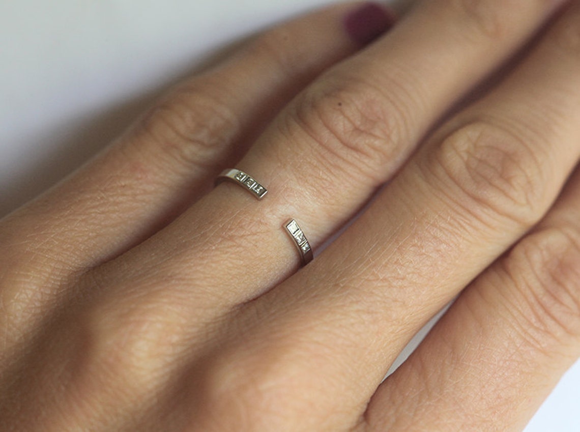 Open Diamond Ring Diamond Wedding Band Stackable Wedding - Etsy