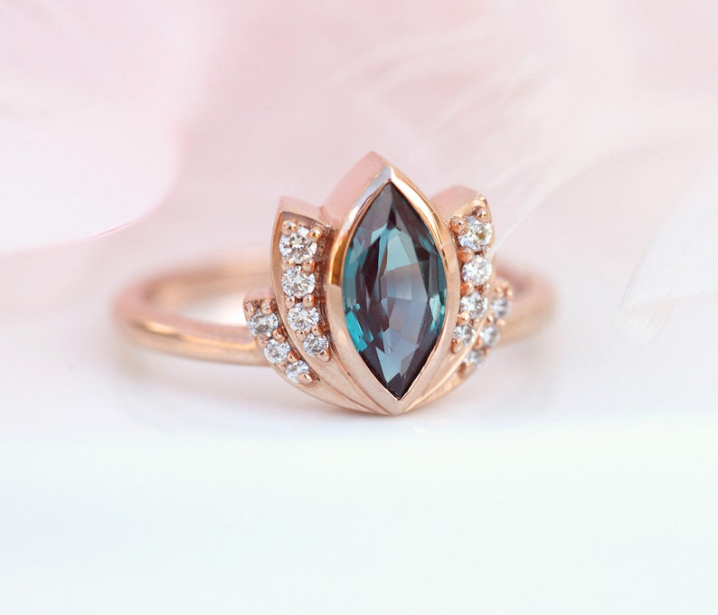 Zen Ring Set Lotus Engagement Ring Set Lotus Flower Ring - Etsy