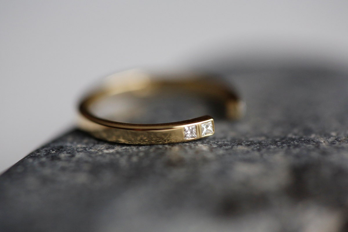 Diamond Knuckle Ring Open Wedding Band Simple Cuff Ring | Etsy