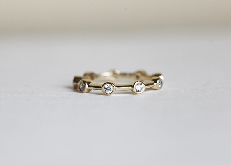 Station Diamond Ring Full Eternity Bezel Diamond Band Ring | Etsy