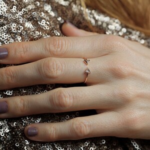 Open Triangle Diamond Band, Unique Modern Pointed Diamond Ring With ...