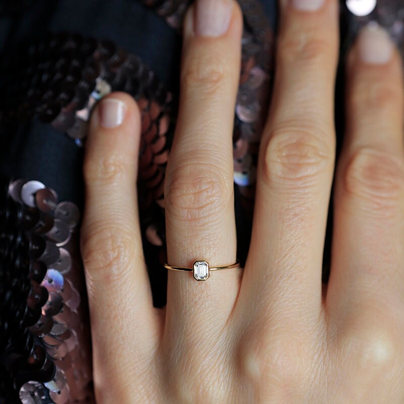 Bezel Diamond Ring - Etsy