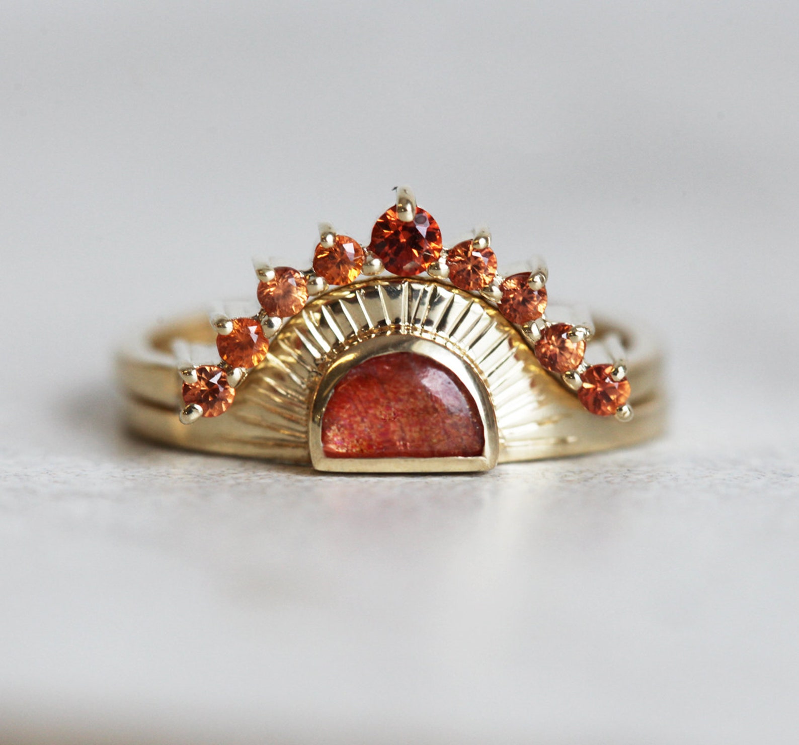 Sunset Ring Sunstone Engagement Ring Gold Sunrise Ring - Etsy