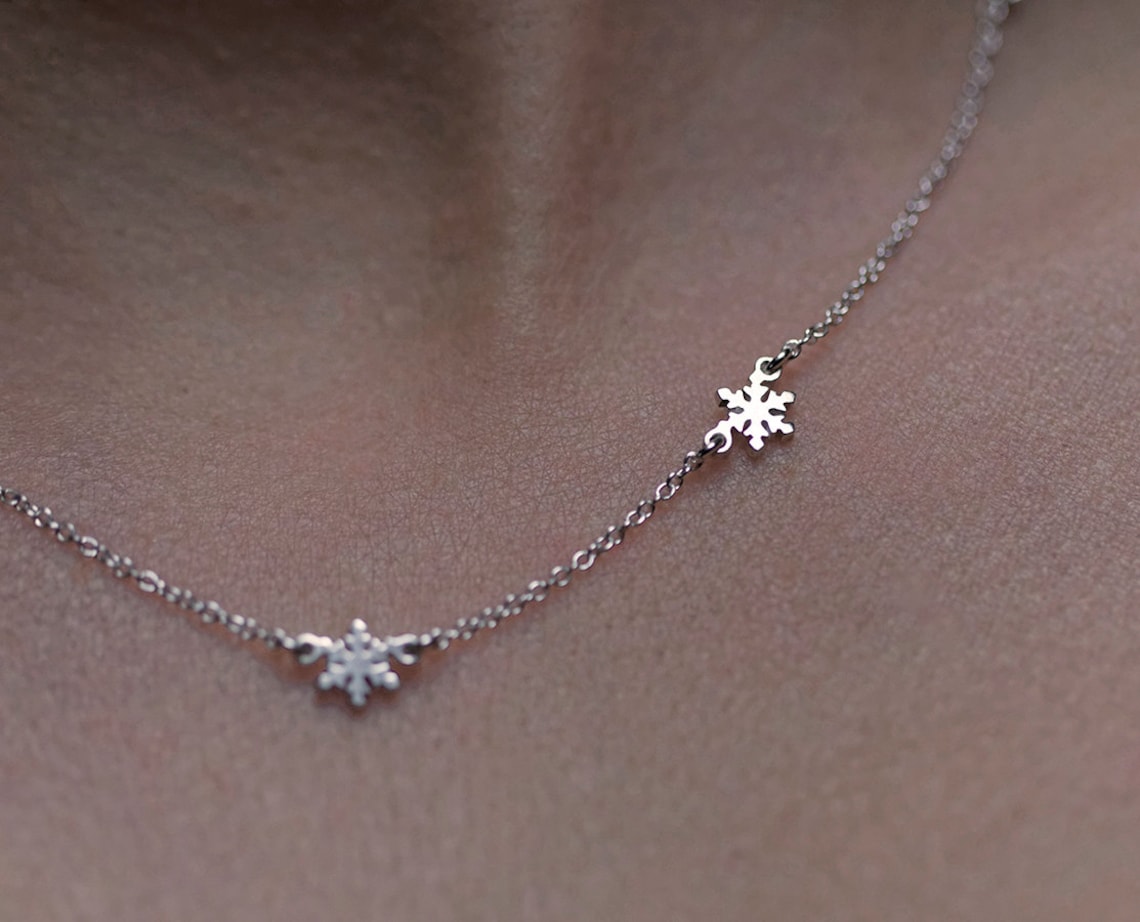 Delicate Snowflake Necklace Dainty Snowflake Necklace | Etsy