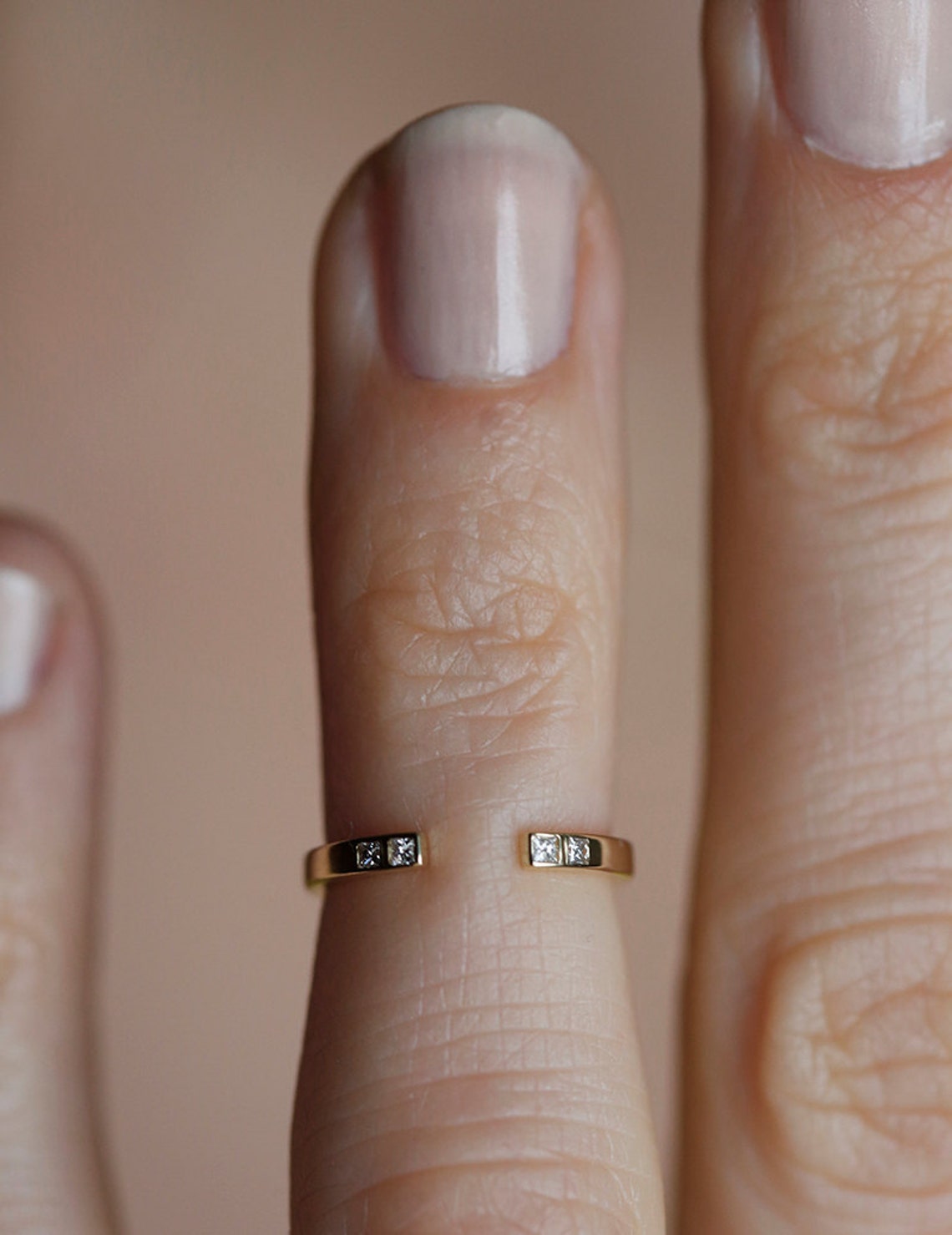 Diamond Knuckle Ring Open Wedding Band Simple Cuff Ring | Etsy