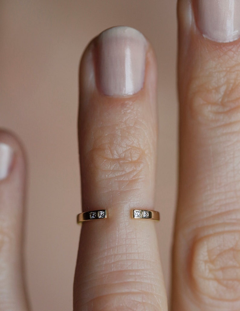 Diamond Knuckle Ring Open Wedding Band Simple Cuff Ring | Etsy