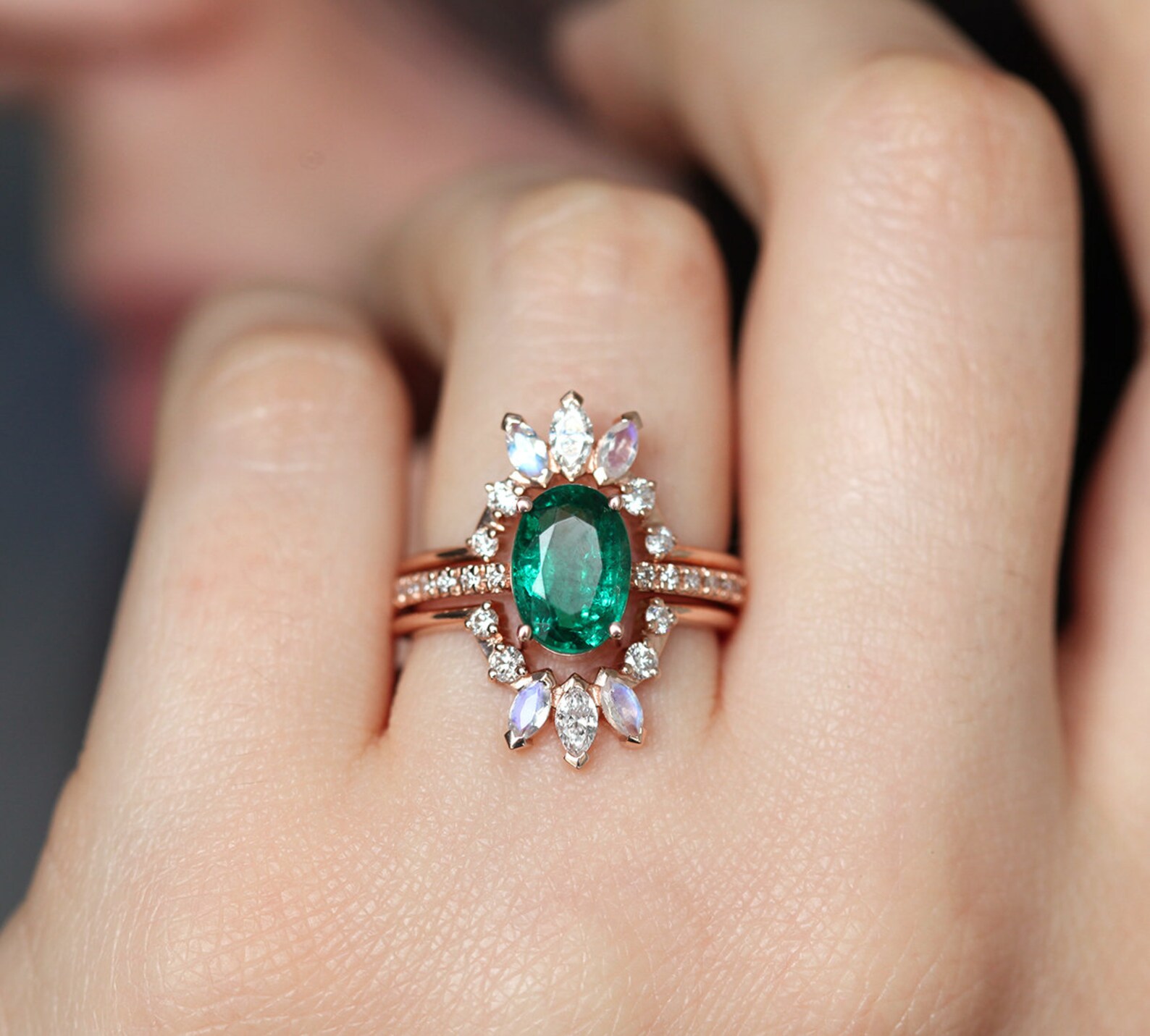 2ct Emerald Ring Oval Emerald Engagement Ring Oval Rose Gold - Etsy Canada