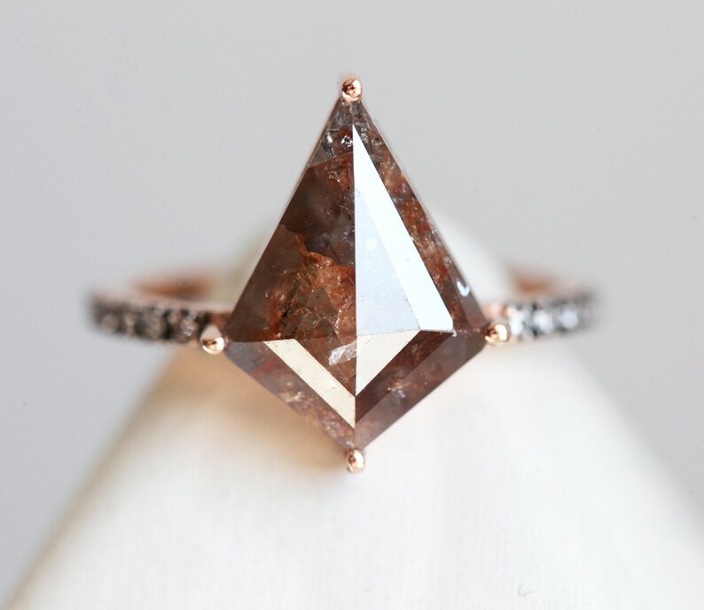 Red Brown Diamond Engagement Ring Rhomb Red Diamond Ring - Etsy