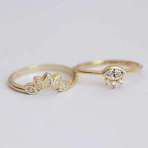 Delicate Diamond Ring Set Dainty Diamond Engagement Ring With - Etsy