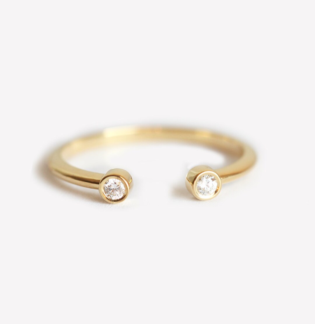 Delicate Open Diamond Ring, Open Diamond Band, Yellow Diamond Ring ...