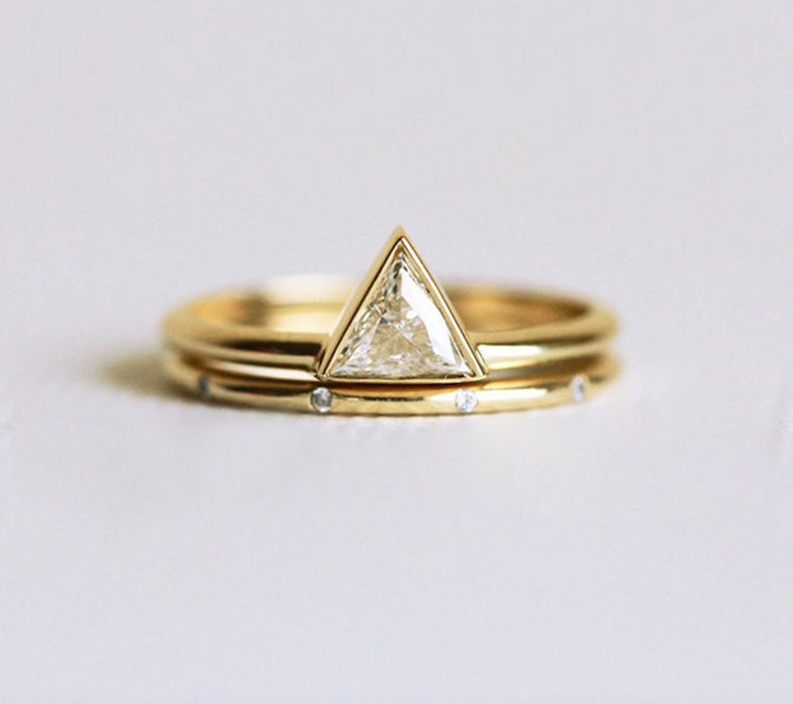 Modern Triangle Diamond Ring Set Triangle Diamond Set With - Etsy