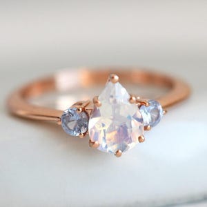 Moonstone Engagement Ring Rose Gold, Sapphire and Moonstone Engagement ...