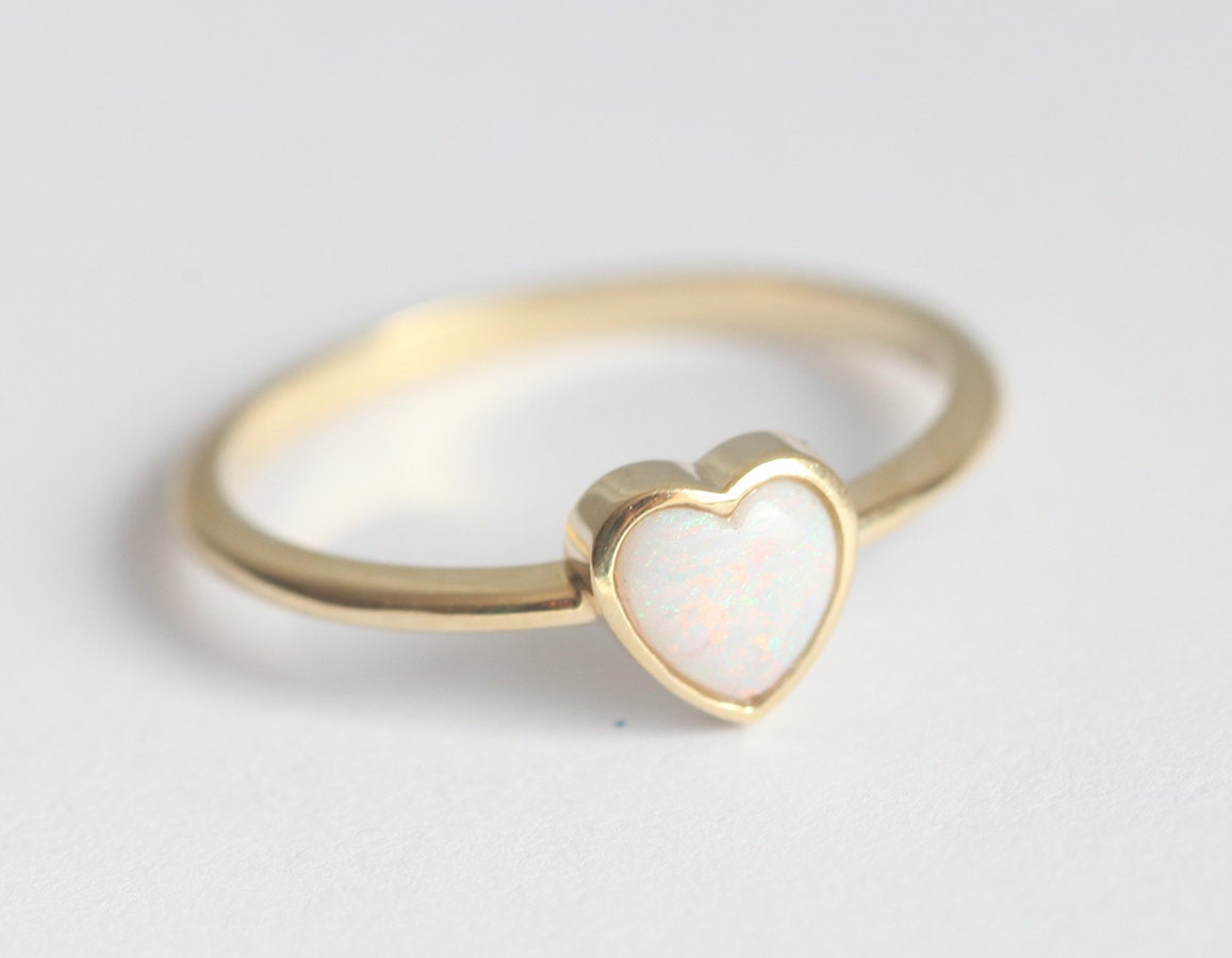 Opal Heart Ring Australian Opal Engagement Ring Heart Cut | Etsy