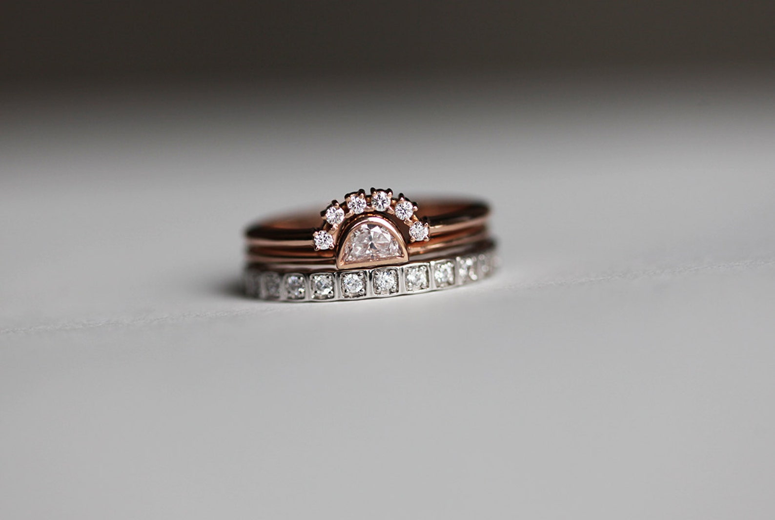 Crescent Diamond Ring Moon Diamond Ring Half Moon Ring - Etsy