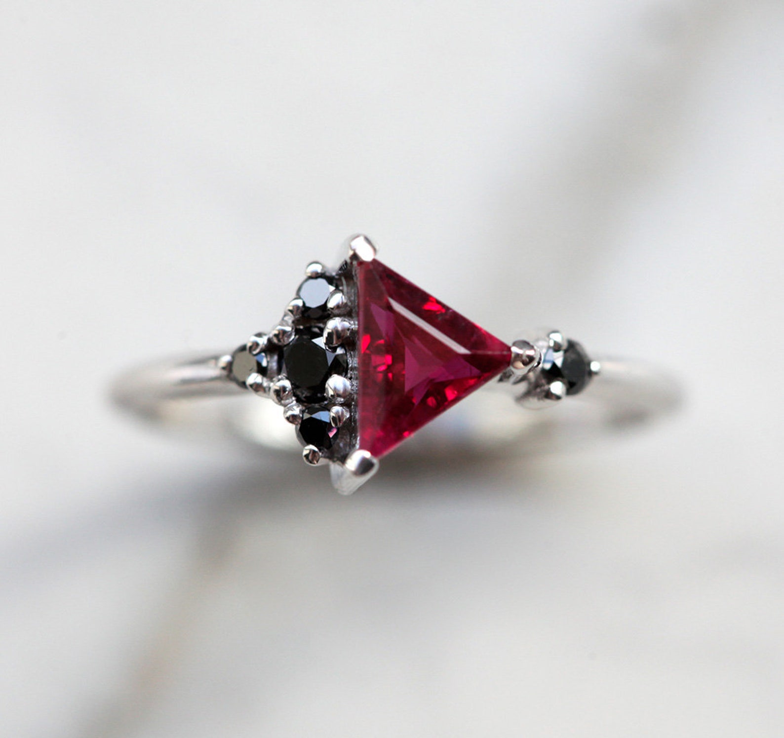 Triangle Ruby Ring Ruby Engagement Ring Genuine Natural Ruby - Etsy