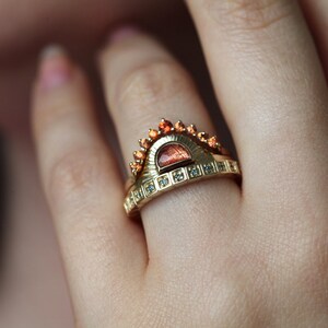 Sunset Ring Sunstone Engagement Ring Gold Sunrise Ring - Etsy