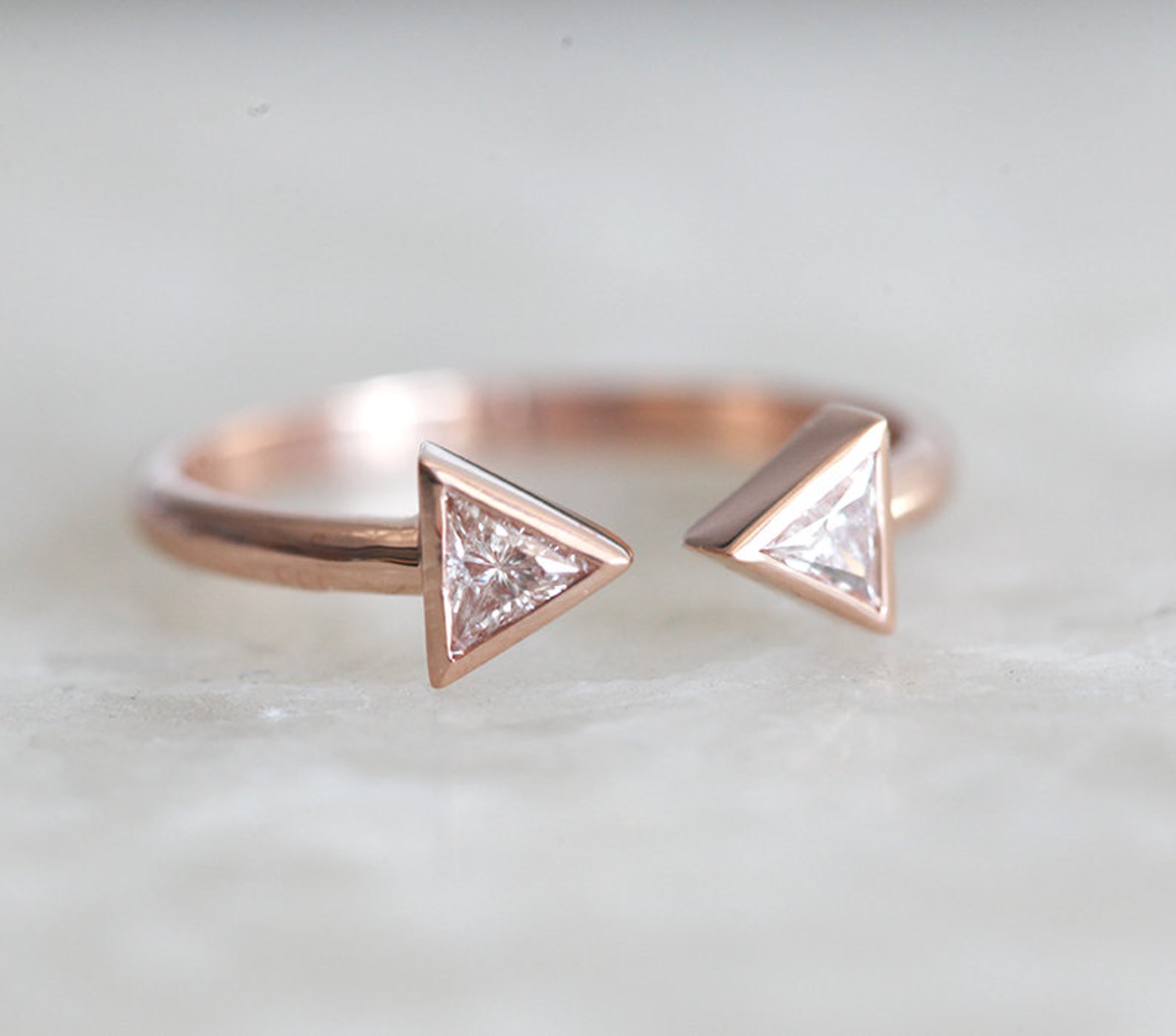 Open Triangle Diamond Band Unique Modern Pointed Diamond Ring - Etsy