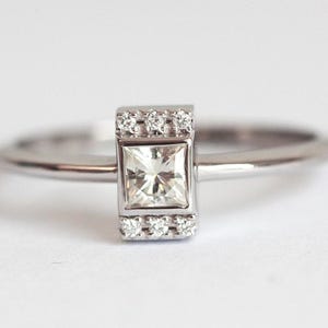 Diamond Engagement Ring, Princess Wedding Ring, Delicate Square 0.25ct ...