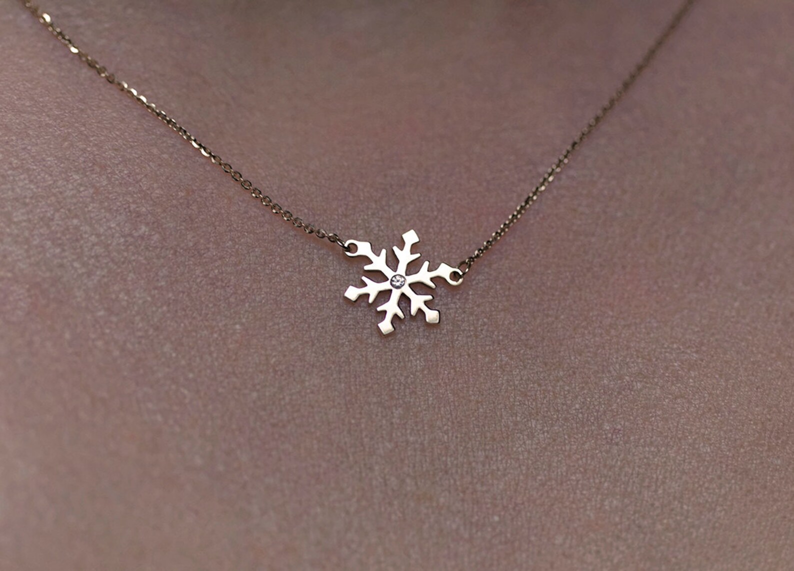 Snowflake Necklace Snowflake Charm Necklace Christmas Gift | Etsy