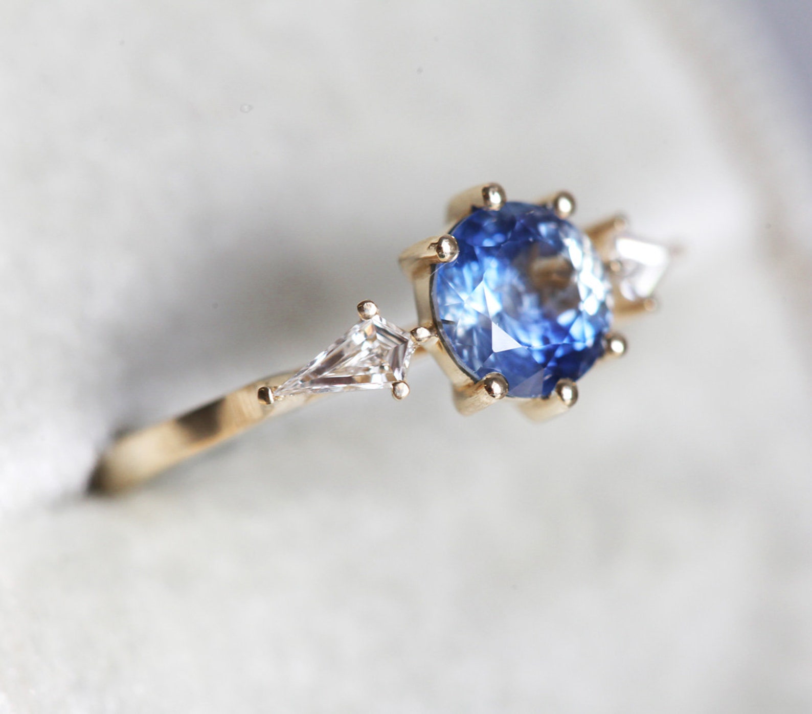 Unique Blue Sapphire Engagement Ring Round Blue Sapphire Ring | Etsy