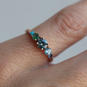 Multi Stone Cluster Ring, Sapphire Emerald Five Stone Cluster Ring Rose Gold Ring - Etsy