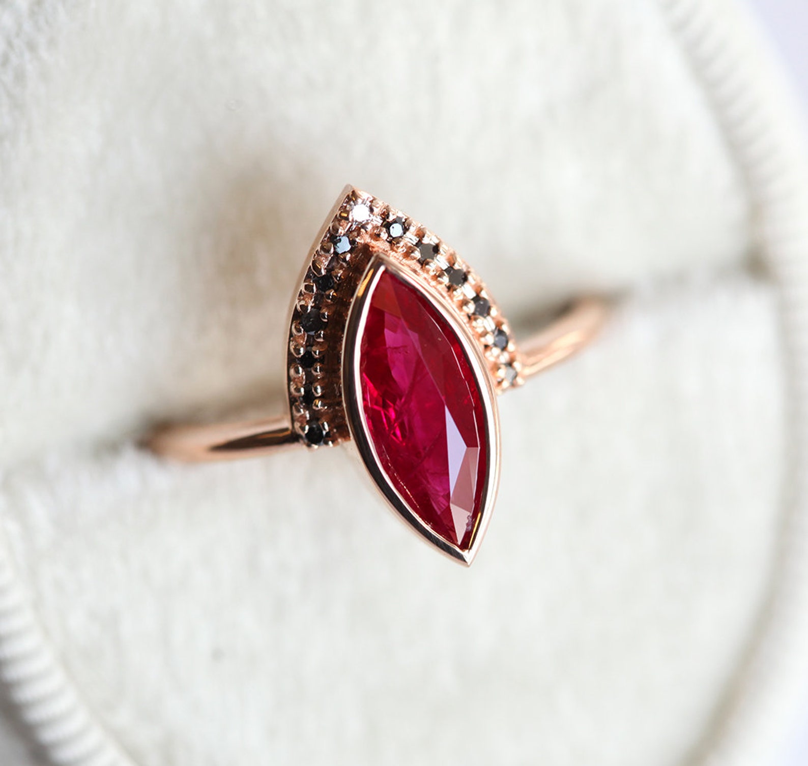 Natural Ruby Ring Set Ruby Engagement Ring with Black | Etsy