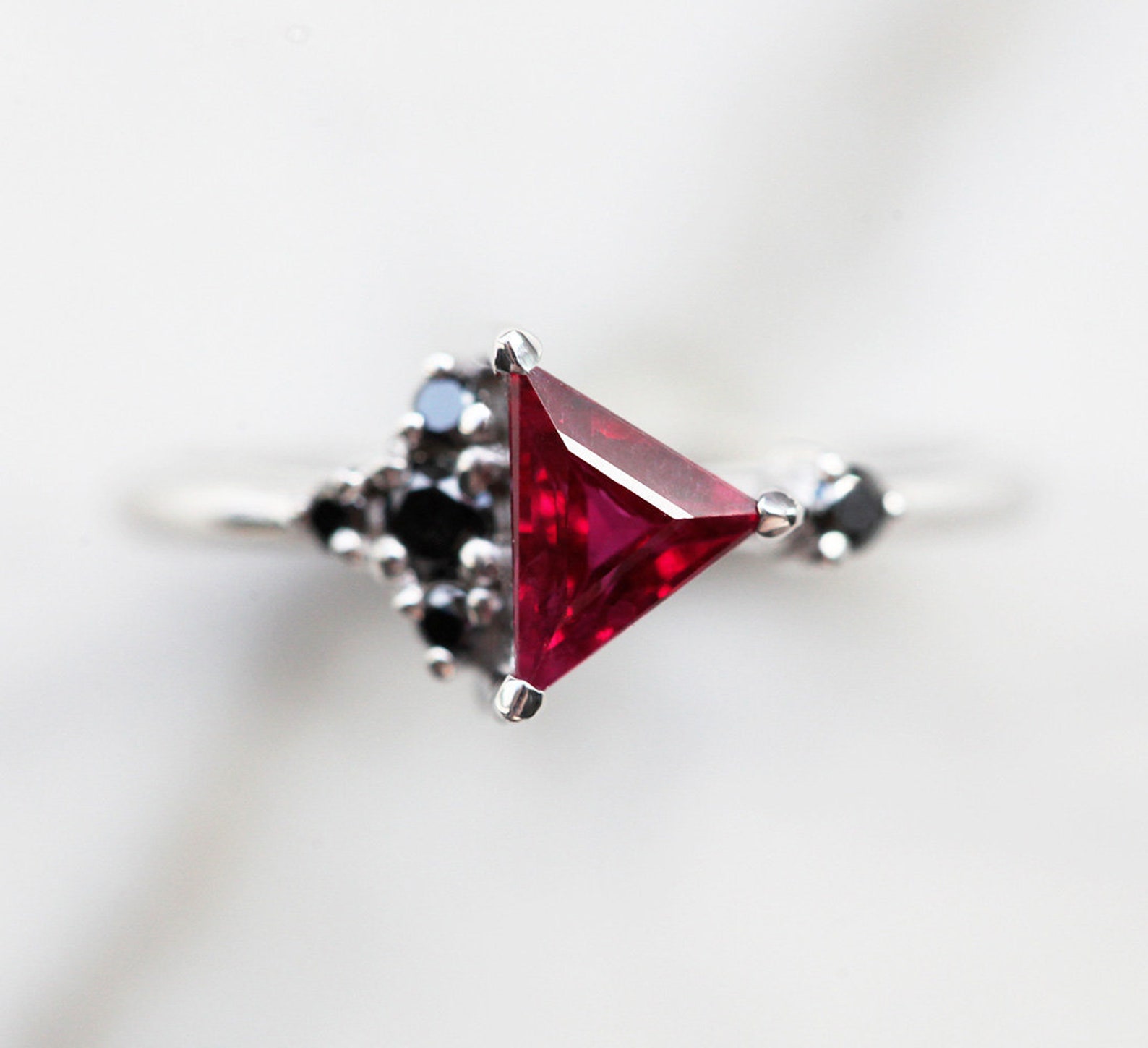 Triangle Ruby Ring Ruby Engagement Ring Genuine Natural Ruby - Etsy
