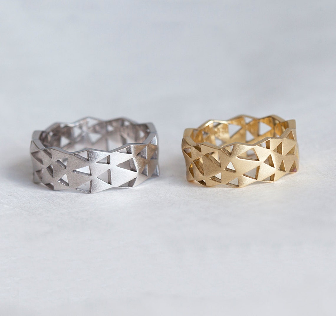 Gold Wedding Bands Texture Wedding Ring Set 14k 18k Gold - Etsy