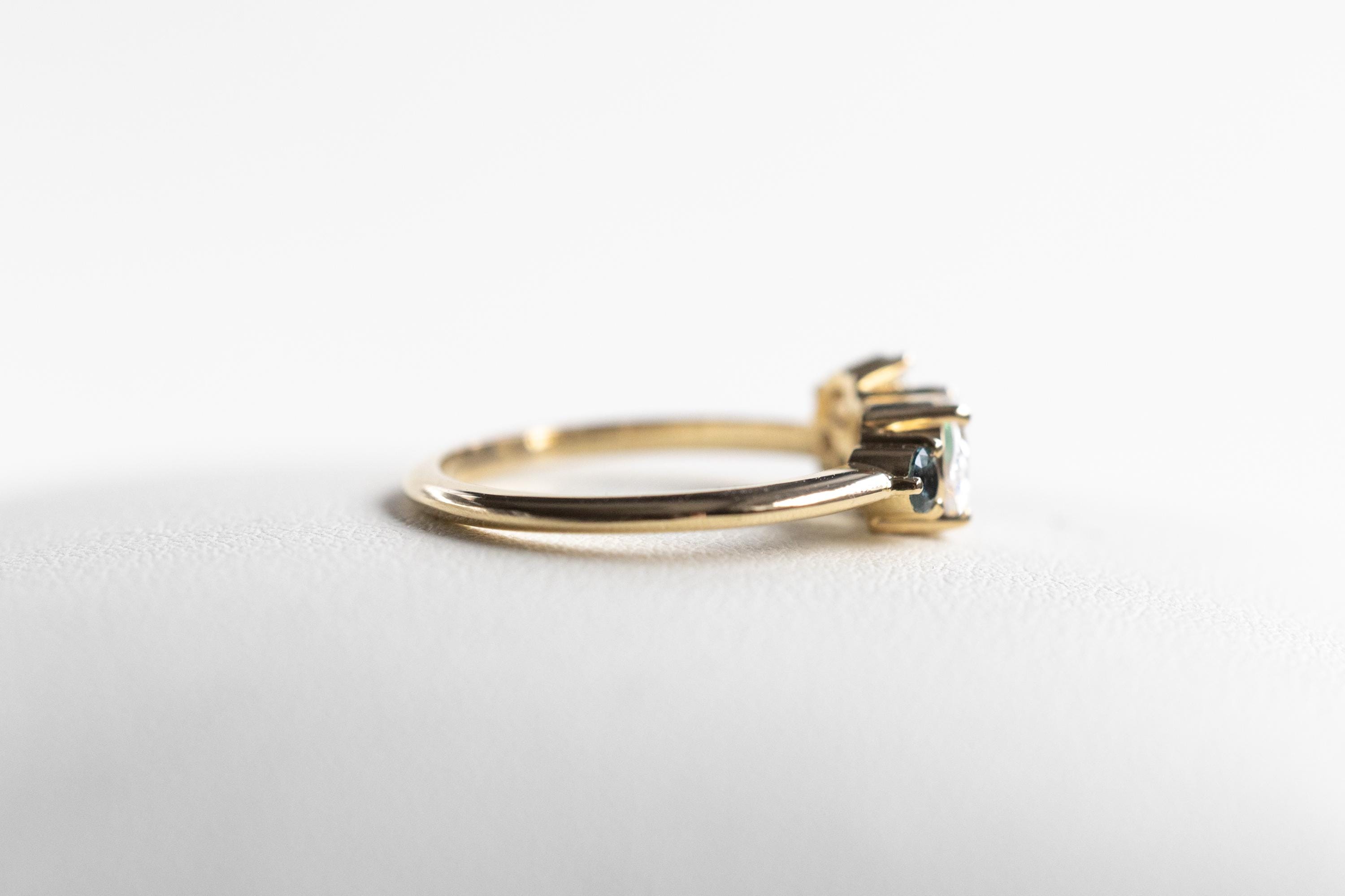 Oval Moonstone Cluster Ring, Sapphire Engagement Ring in 14k or 18k ...
